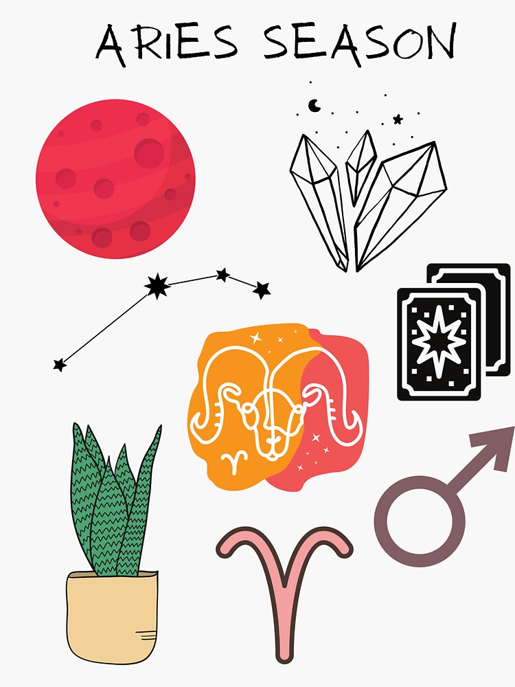 Pegatina «Temporada de Aries, Elementos de Aries, Signo zodiacal de ...