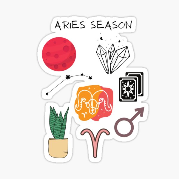 Pegatina «Temporada de Aries, Elementos de Aries, Signo zodiacal de ...
