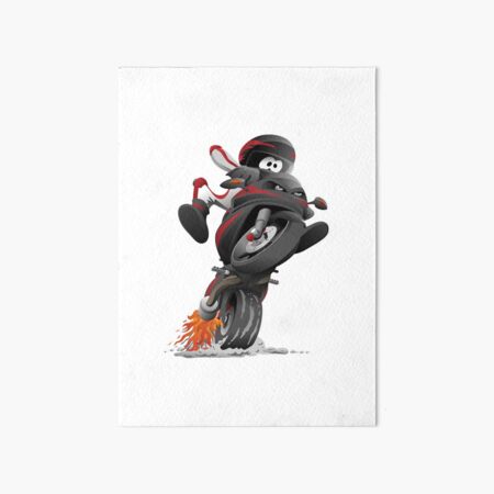 "Motorcycle Wheelie Cartoon" Art Board Print for Sale by Dynamic-Trends ...