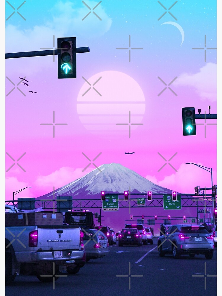 "Vaporwave Sunset Fuji" Poster by daffaumar12 | Redbubble