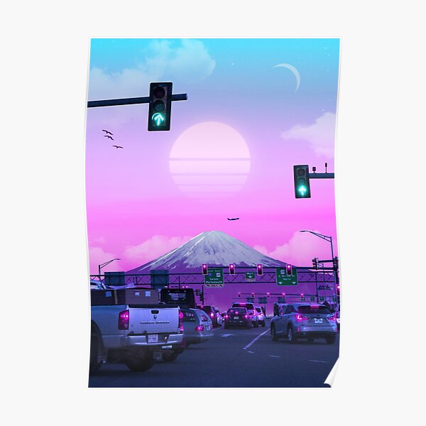 "Vaporwave Sunset Fuji" Poster by daffaumar12 | Redbubble