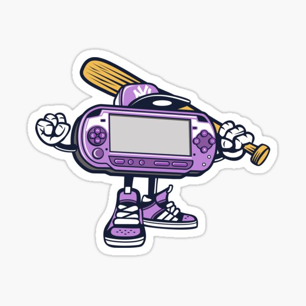 "Baseball Gamer art illustartion - purple" Sticker by MeIanie | Redbubble