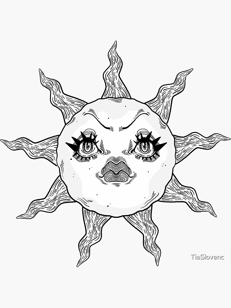 "abstract trippy Sun " Sticker by TiaSlovenc | Redbubble