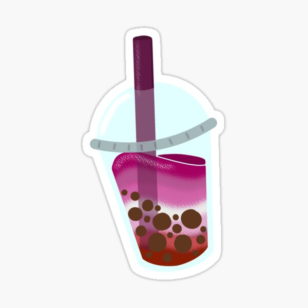 "Cute and simplistic lesbian flag boba drink " Sticker by UnusualBlu3 ...