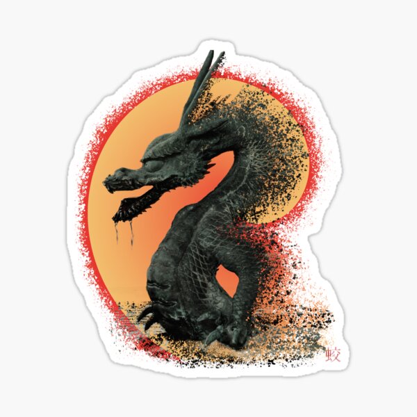 "Mizuchi Japanese Waterdragon" Sticker for Sale by Aerolibrium | Redbubble