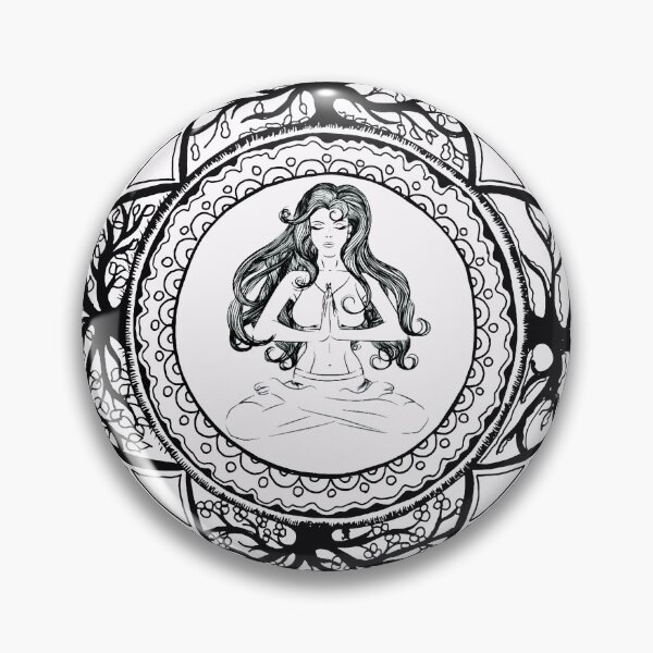"Divine Feminine And Tree Of Life Mandala" Pin for Sale by Andjela ...
