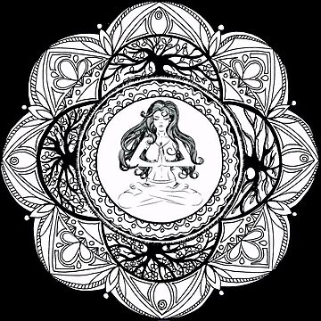 "Divine Feminine And Tree Of Life Mandala" Pin for Sale by Andjela ...