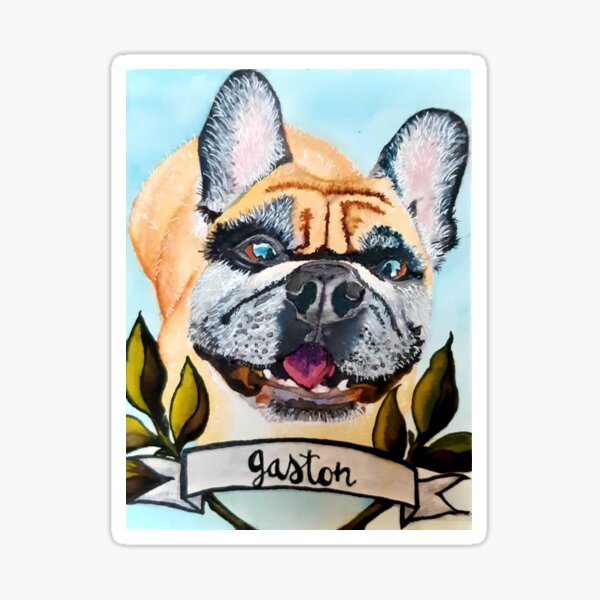 "Gaston Smiling- custom pet portrait for Troy" Sticker for Sale by ...