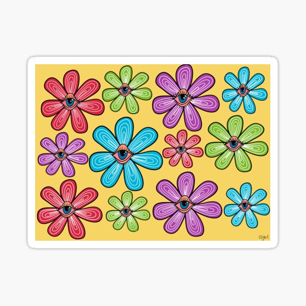 "Trippy Flowers" Sticker for Sale by kayleighvogel | Redbubble
