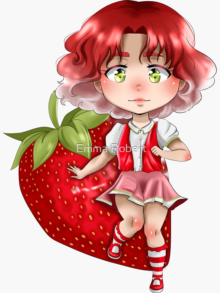 "Chibi strawberry" Sticker for Sale by Kamedori | Redbubble
