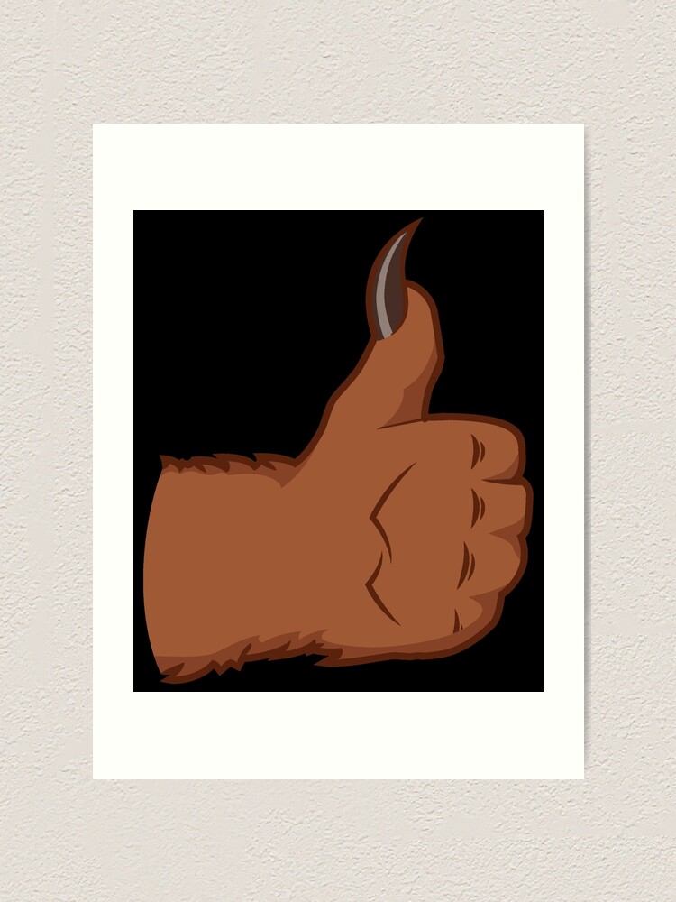 "Werewolf Beast Thumbs Up Hand Gesture Wolfman Bear " Art Print for ...