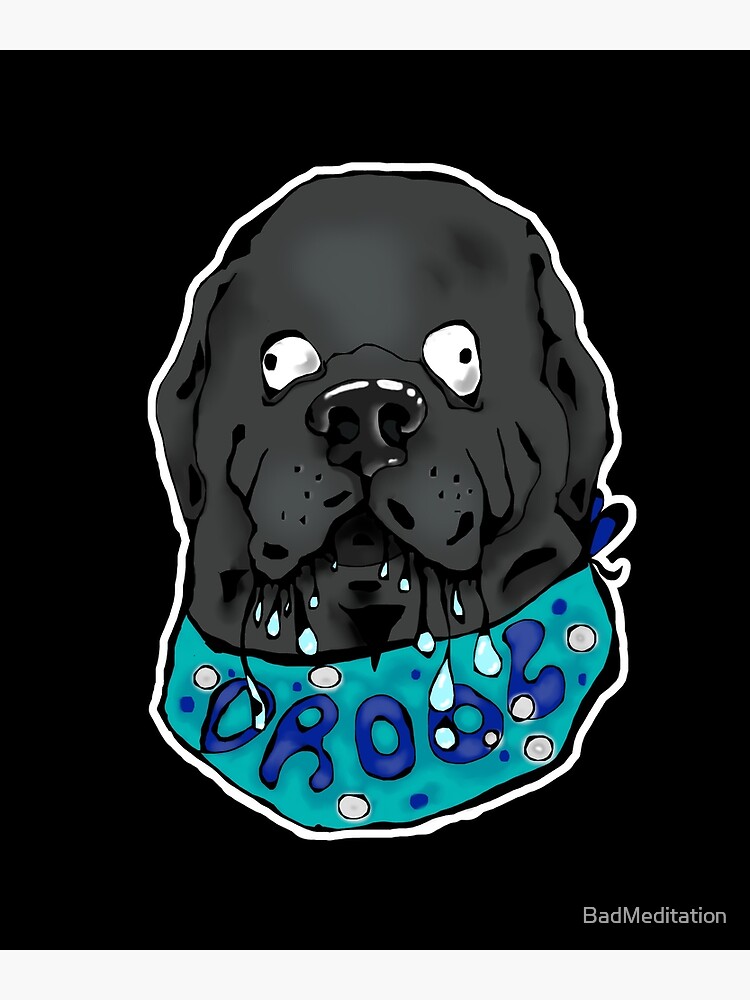 "Big Dog Drooling with Bib Cartoon. Funny Newfoundland, Newfie, Newf ...