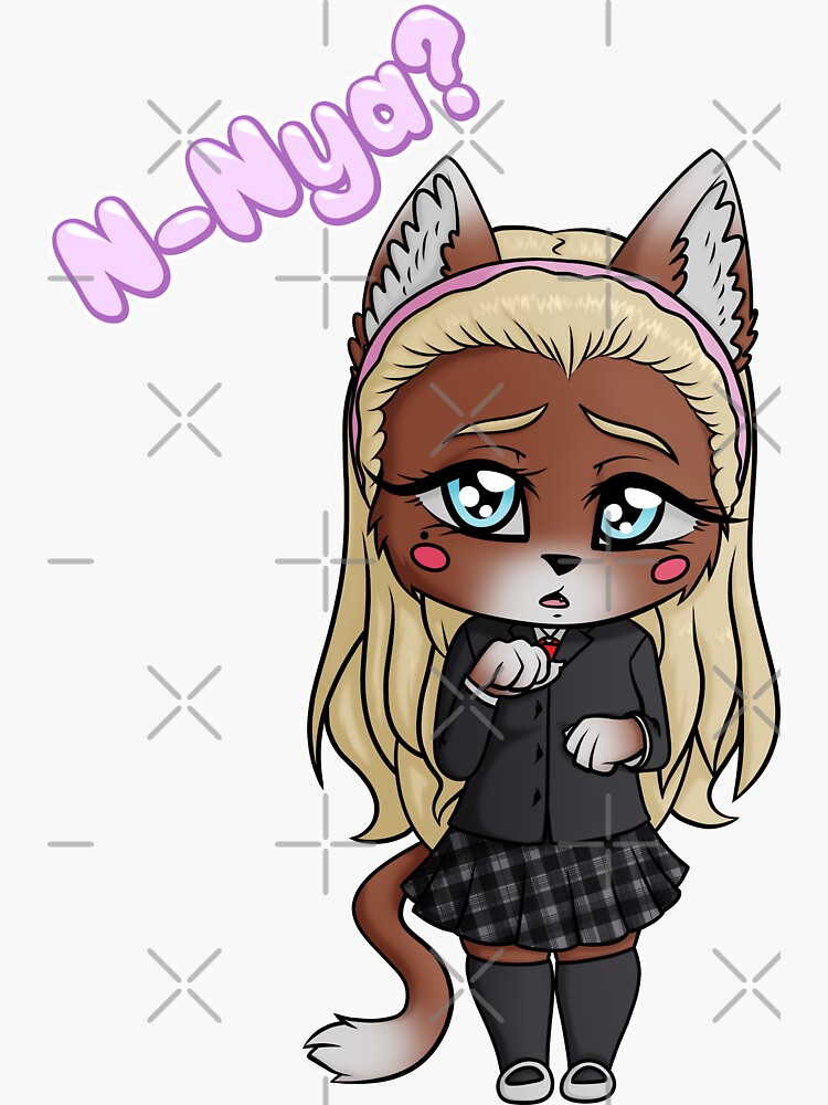 Pegatina «N-Nya? Cute Kawaii Furry Cat Girl de Cute Furry Art» de ...