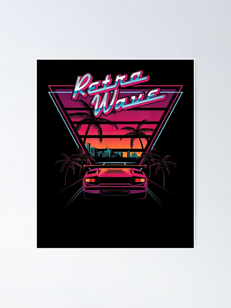"80s Vintage Retro Wave Synthwave Love Retro Wave Miami Beach" Poster ...