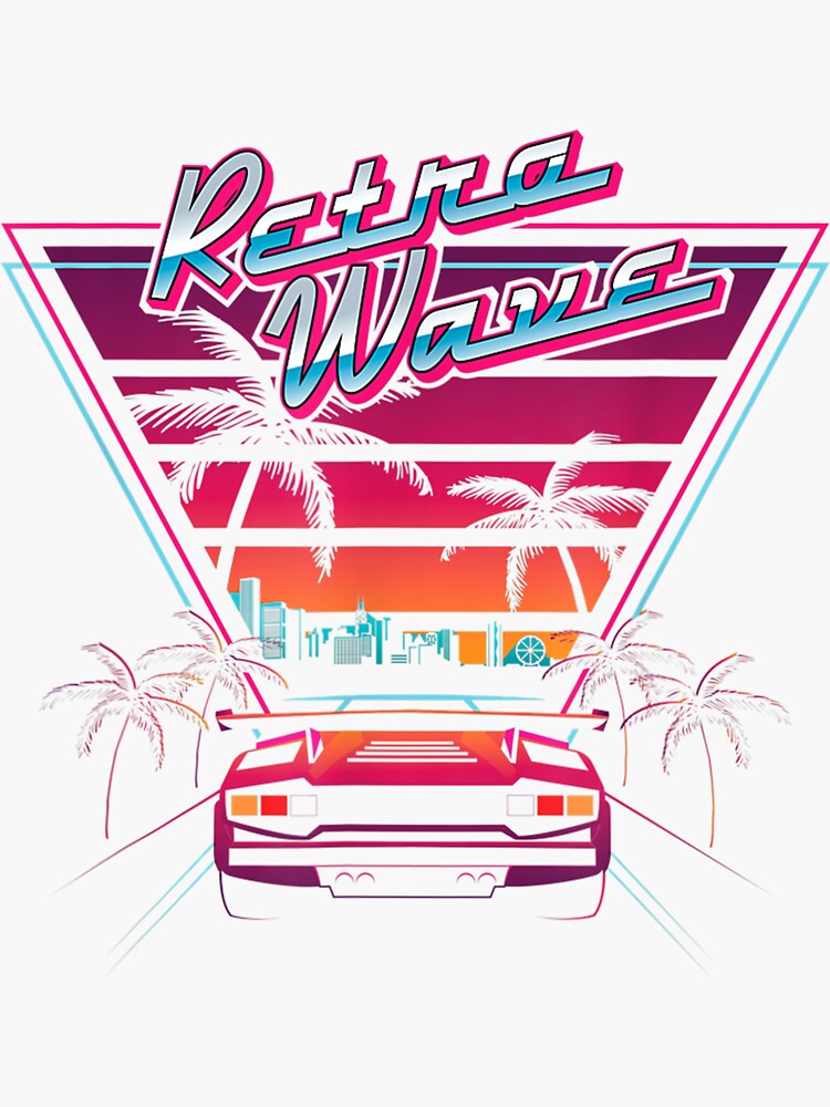 "80s Vintage Retro Wave Synthwave Love Retro Wave Miami Beach" Sticker ...