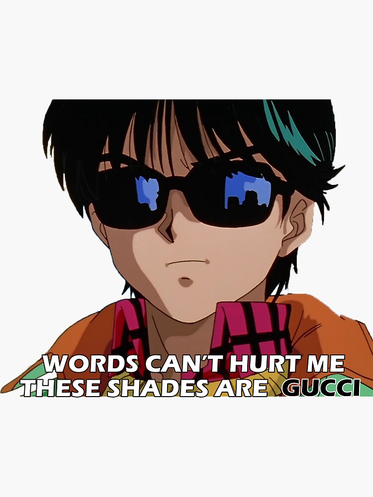 "Yusuke Urameshi Shades are Gucci" Sticker for Sale by sadmandesigns ...
