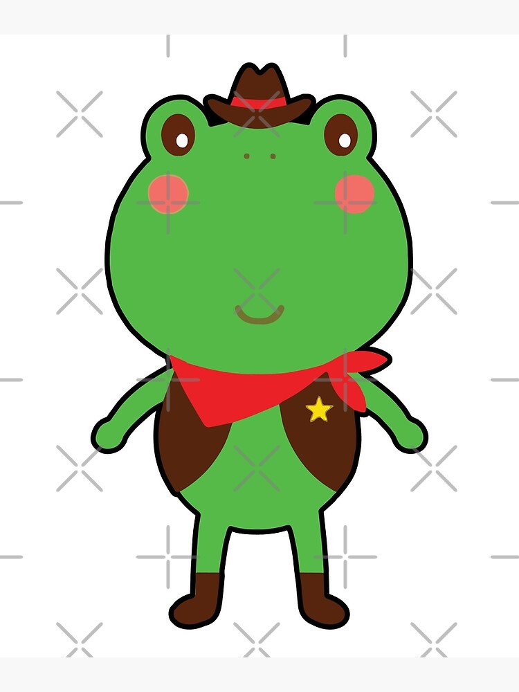 "Cute Frog With Cow Hat Kawaii Cowboys Animals" Poster by Yosefka20 ...