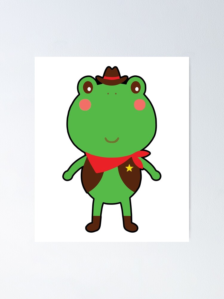 "Cute Frog With Cow Hat Kawaii Cowboys Animals" Poster by Yosefka20 ...