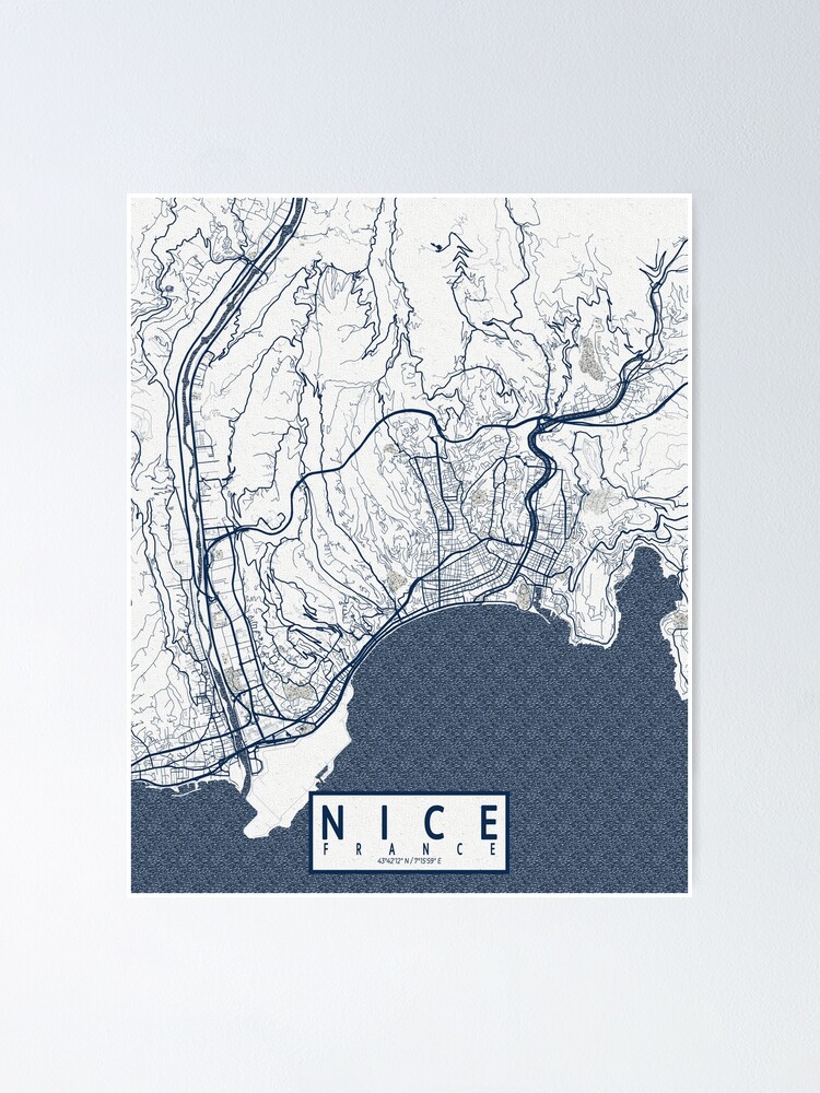 "Nice City Map of France - Coastal" Poster for Sale by deMAP | Redbubble
