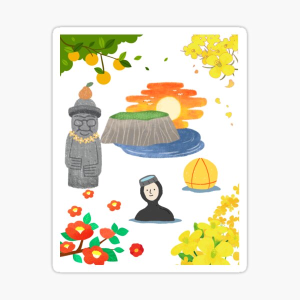"Five things of Jeju" Sticker for Sale by komniru | Redbubble