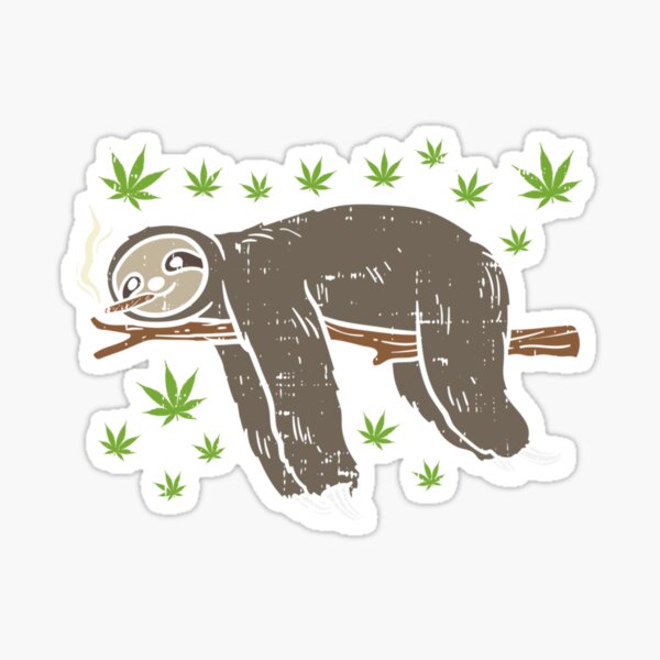 "Sloth Smoking Weed Cannabis 420 THC Marijuana Stoner" Sticker for Sale ...