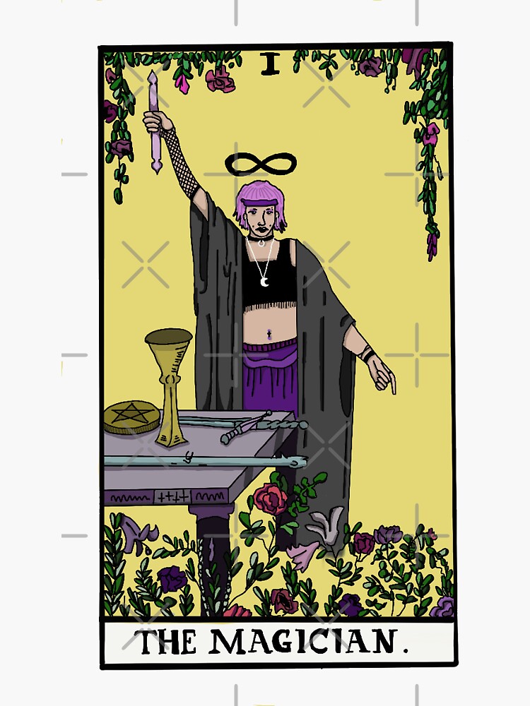 "Magician tarot card alternative style emo punk witch" Sticker for Sale ...