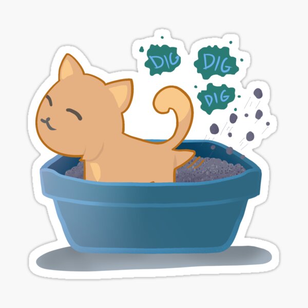 "Cat Digging Litter Box" Sticker for Sale by Jaizel | Redbubble