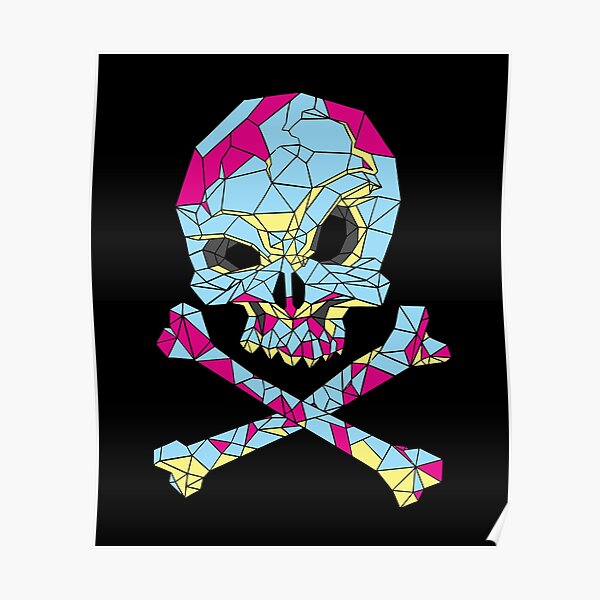 "Polygon Skull 80s Color" Poster by infleims | Redbubble