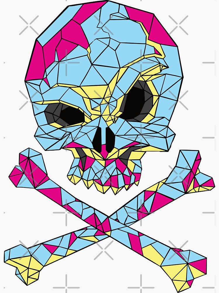 "Polygon Skull 80s Color" Sticker for Sale by infleims | Redbubble