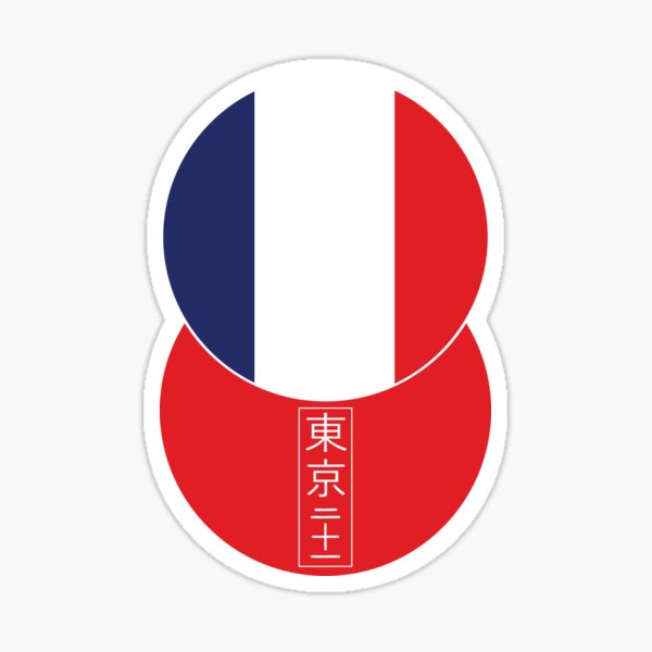 "French and Japanese flag roundels with Tokyo 21 in Kanji characters ...