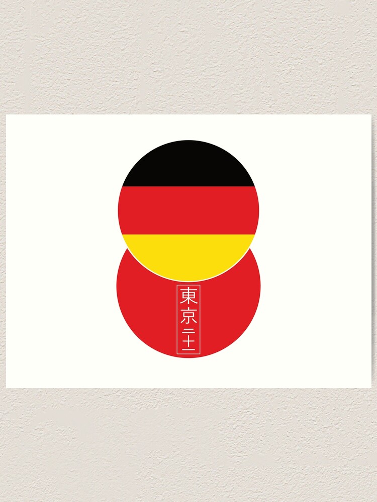 "German and Japanese flag roundels with Tokyo 21 in Kanji characters ...