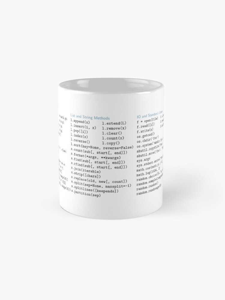 Python Cheat Sheet Coffee Mug For Sale By Gungable Redbubble