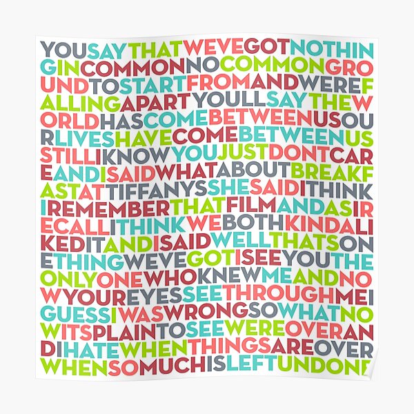 "Breakfast at Tiffany's - Deep Blue Something (lyrics) v.4" Poster by ...