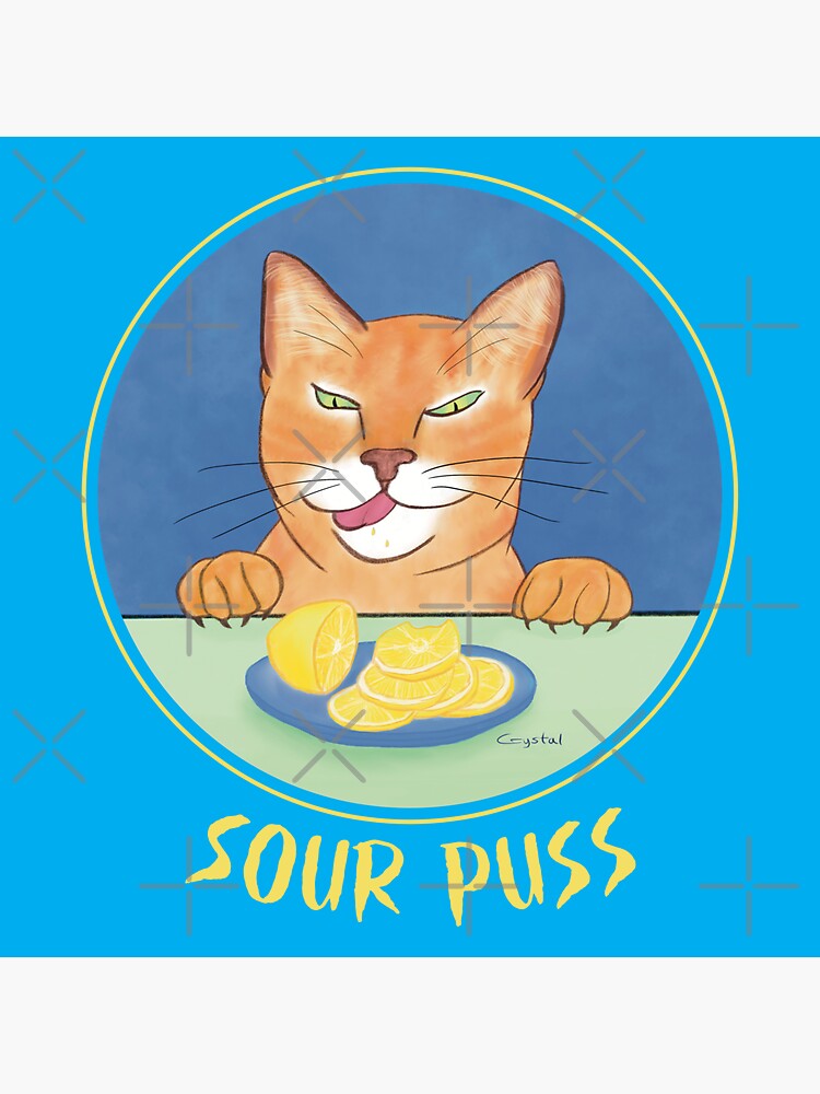 "Sour Puss – Funny illustration of a cat’s reaction to tasting a lemon ...