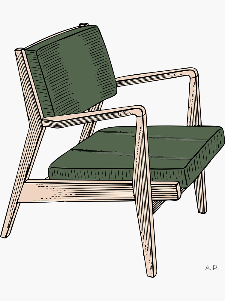 "Green Modern Chair " Sticker for Sale by ladrianap | Redbubble
