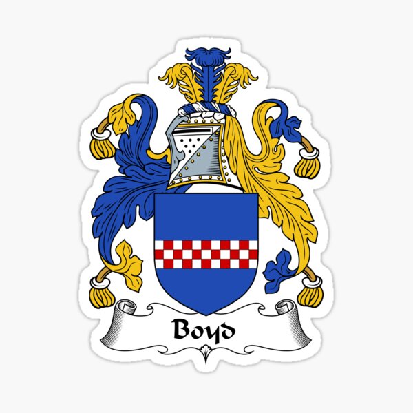 "Boyd Coat of Arms / Boyd Family Crest" Sticker by ScotlandForever ...