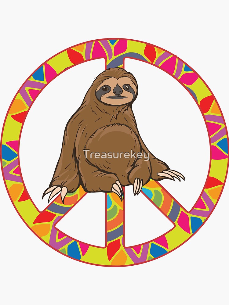 "Peace Sign Sloth Sticker" Sticker for Sale by Treasurekey | Redbubble