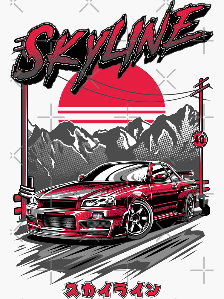 "Nissan Skyline GTR 34" Sticker by shakotan | Redbubble