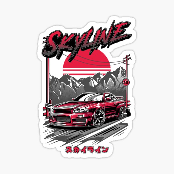 "Nissan Skyline GTR 34" Sticker by shakotan | Redbubble