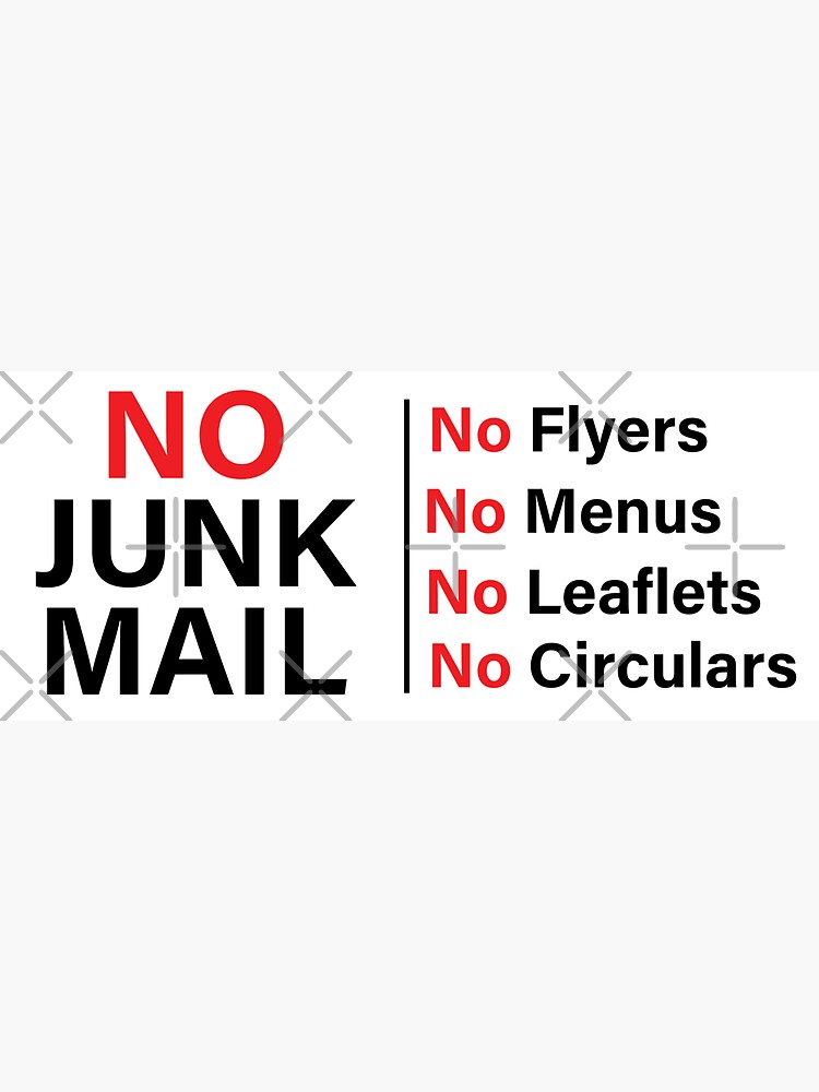 "No Junk Mail | No Junk mail Sign " Sticker for Sale by Rexoo | Redbubble