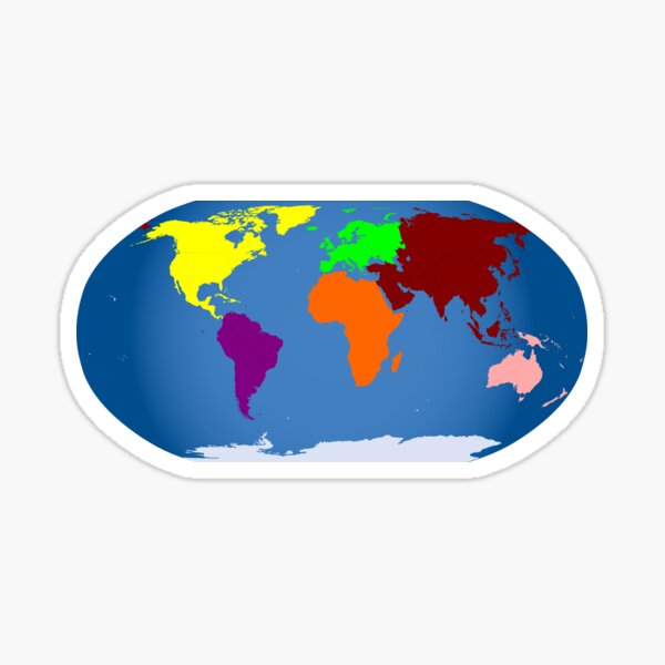 "World Map By Continent" Sticker by Ayadsan | Redbubble
