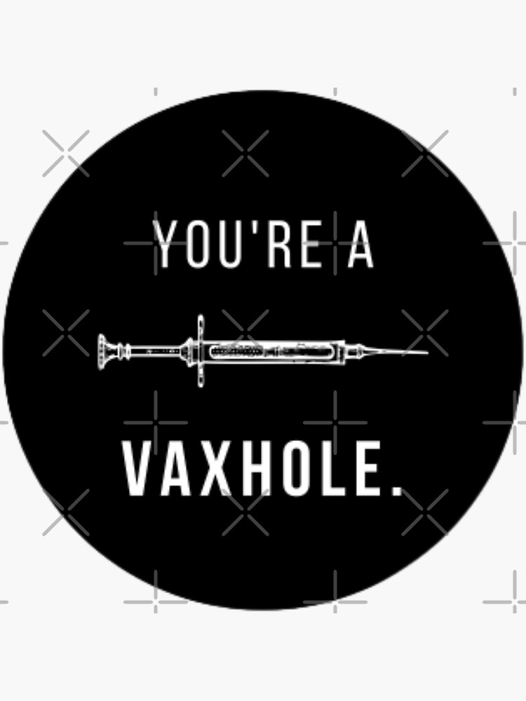 "YOU'RE A VAXHOLE." Sticker by ishrdesigns | Redbubble