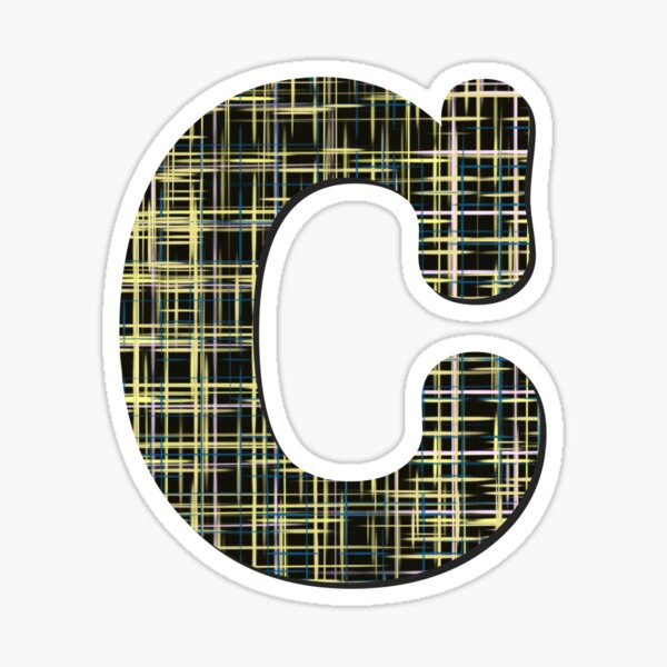 "Letter C Alphabet Yellow Lines Black Grid Monogram" Sticker for Sale ...