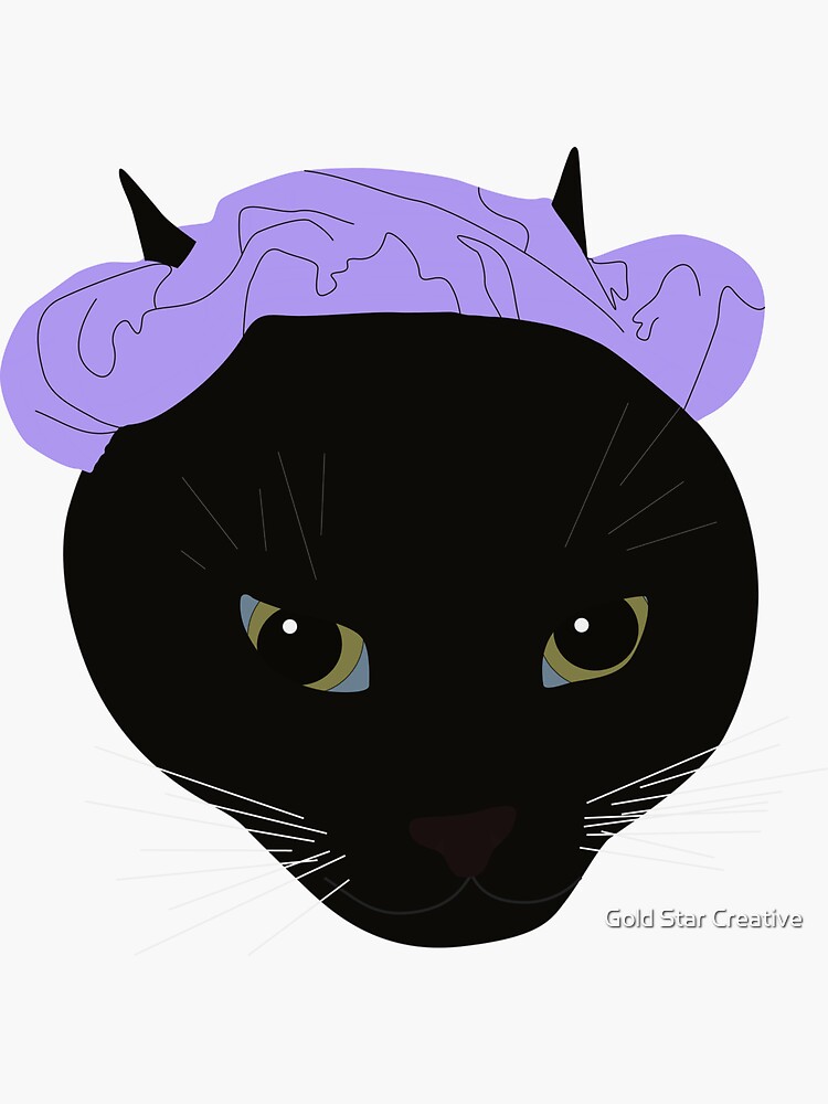 "Purple Scrunchie Cat" Sticker by macylossau | Redbubble