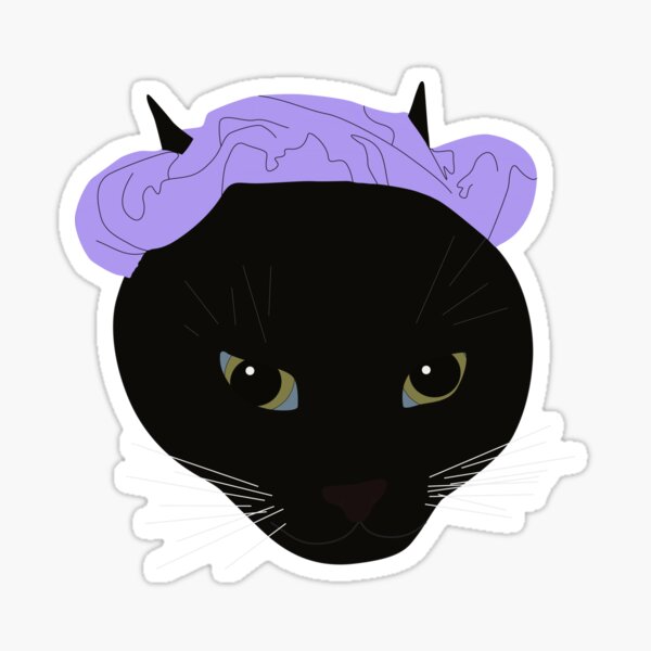 "Purple Scrunchie Cat" Sticker by macylossau | Redbubble