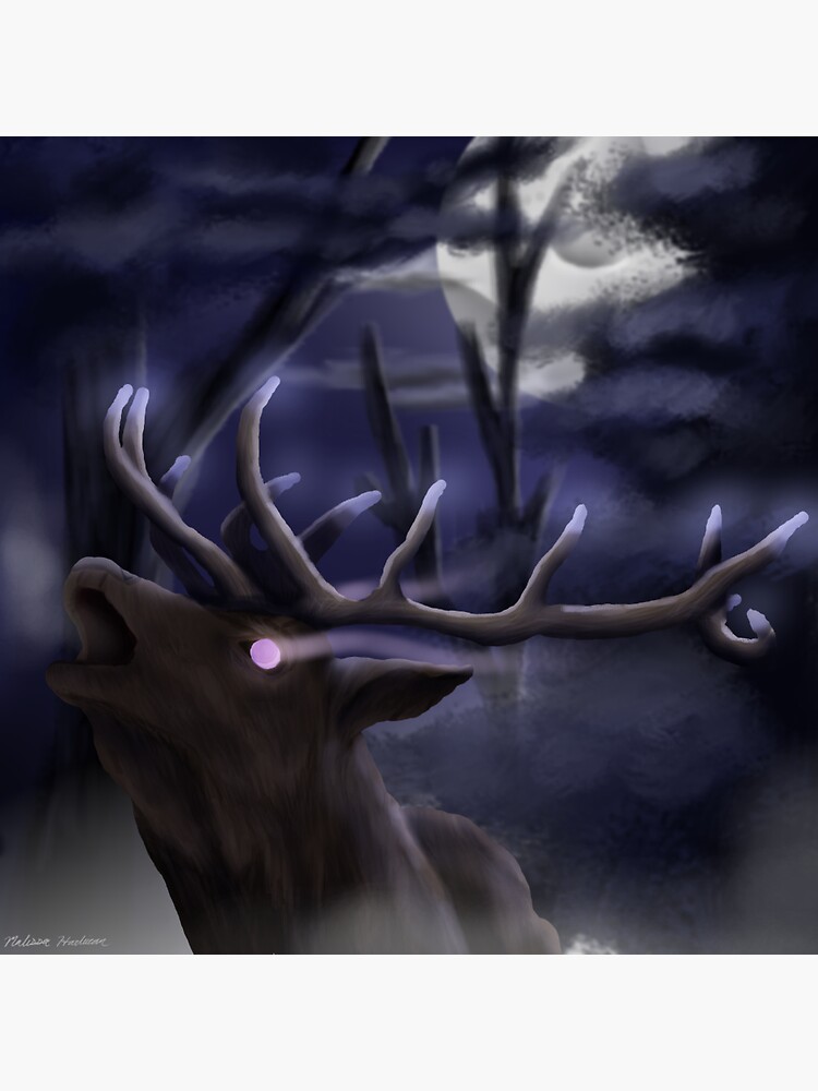 "Haunted Stag" Sticker by Polgora-Art | Redbubble