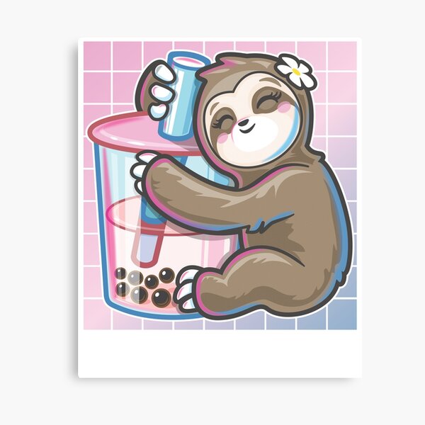 " Kawaii Sloth Hugging Boba Bubble Milk Tea " Canvas Print for Sale by ...