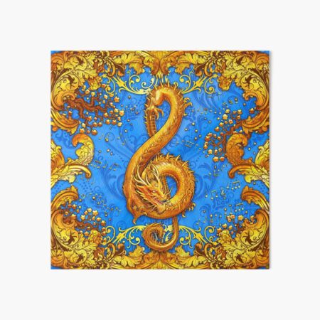 "Treble Clef - Music Dragon - Cyan & Gold" Art Board Print for Sale by ...
