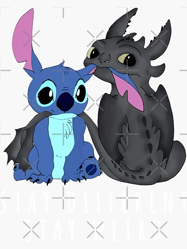 "Toothless And Stitch Bite Tails Stay Different" Sticker for Sale by ...