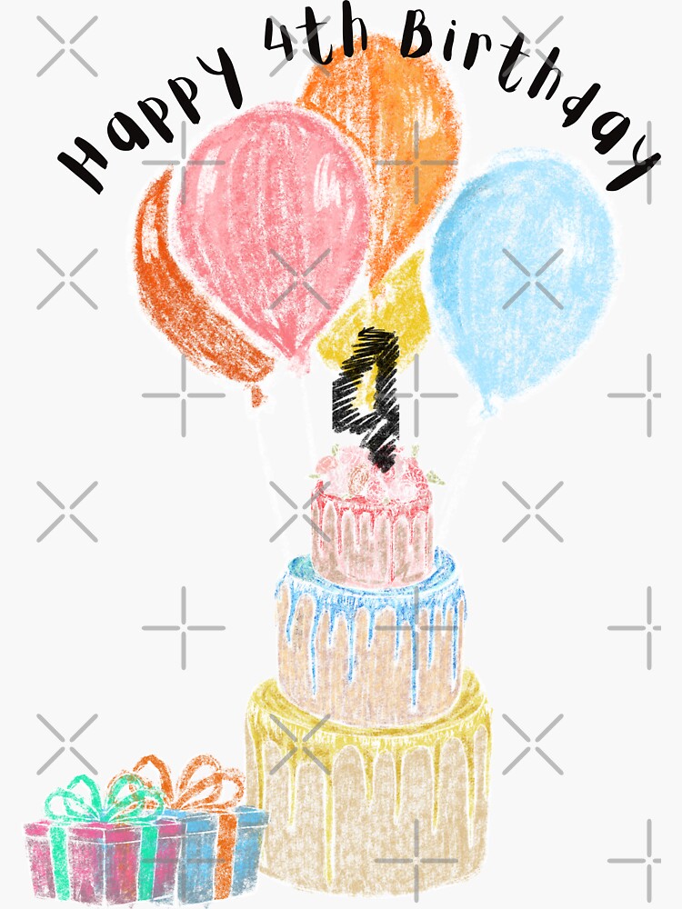 "Happy 4th Birthday " Sticker for Sale by MaxnGeorge | Redbubble
